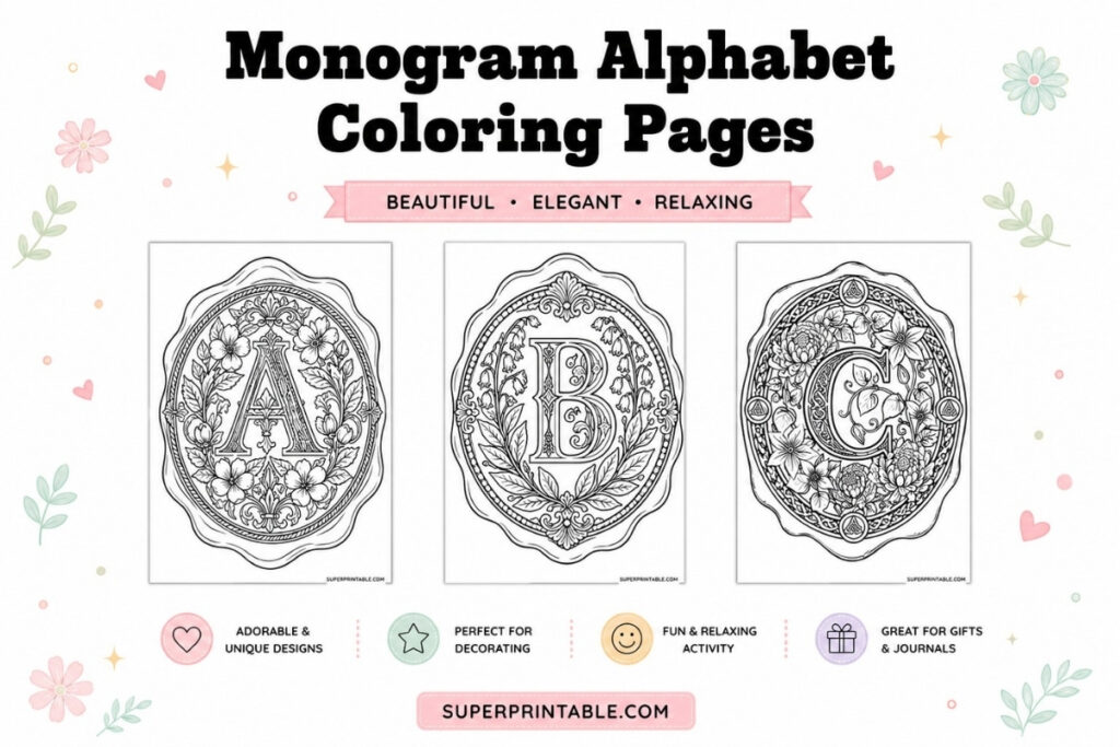 Monogram Alphabet Coloring Pages (Free PDF Printables)