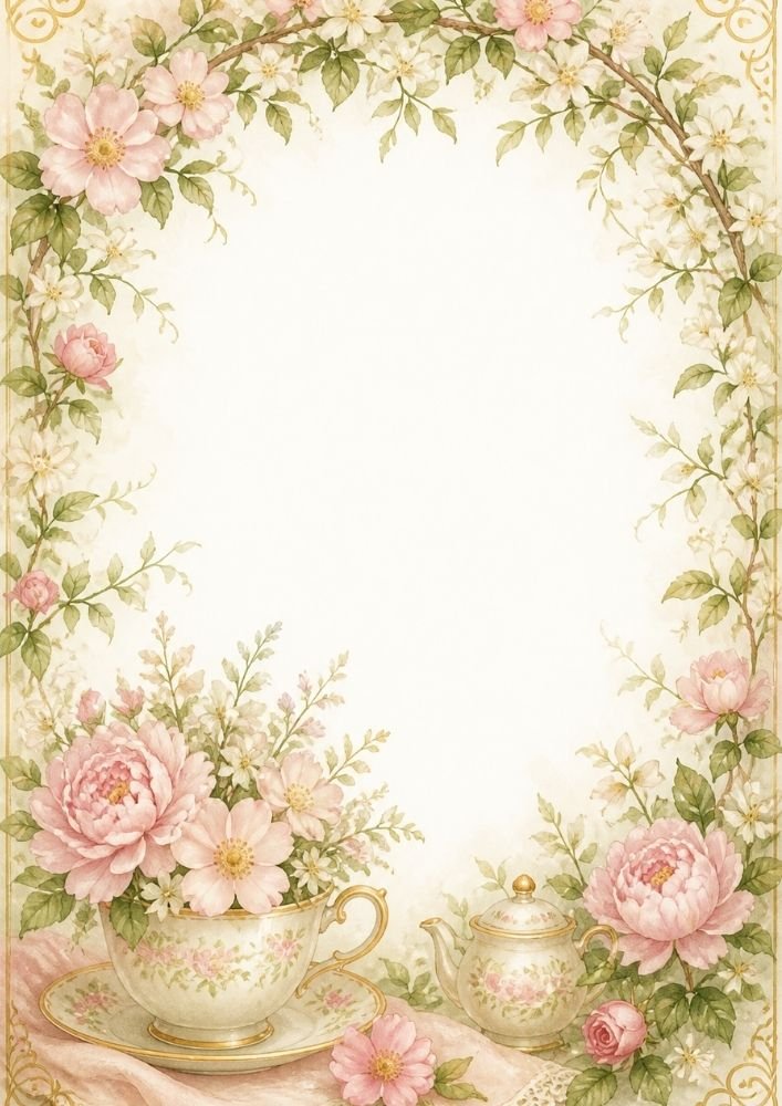 Tea Washed Border Pages (Free PDF Printable)