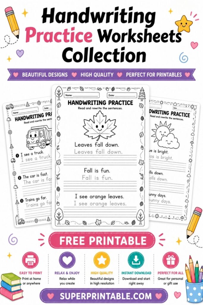 15+ Handwriting Practice Worksheets (Free PDF Printables)