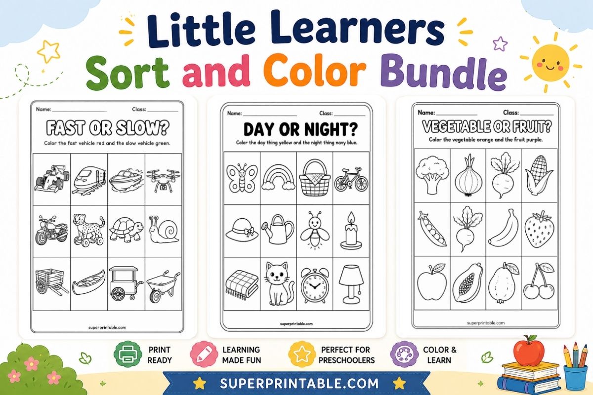 20+ Little Learners Sort and Color Bundle (Free PDF Printable)