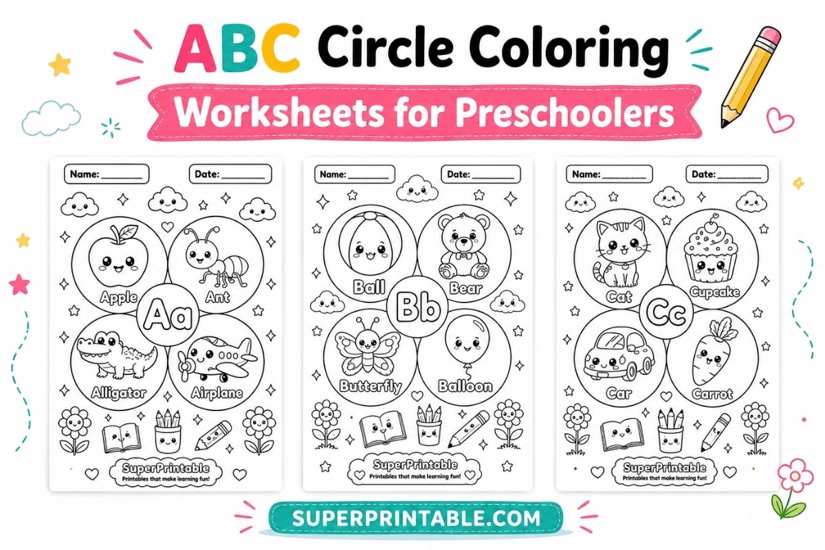 ABC Circle Coloring Worksheets for Pre-schoolers (Free PDF)