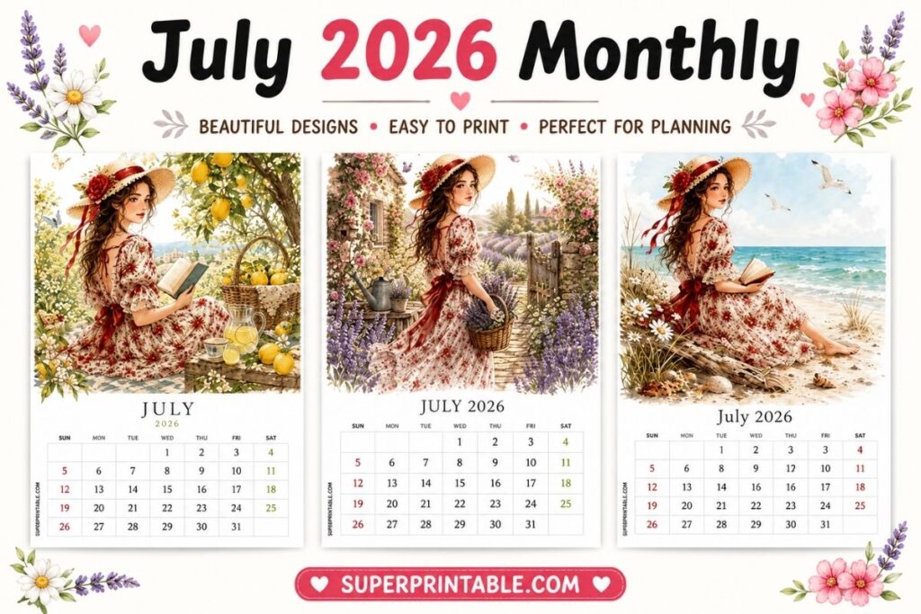 July 2026 Monthly (Free PDF Printables)